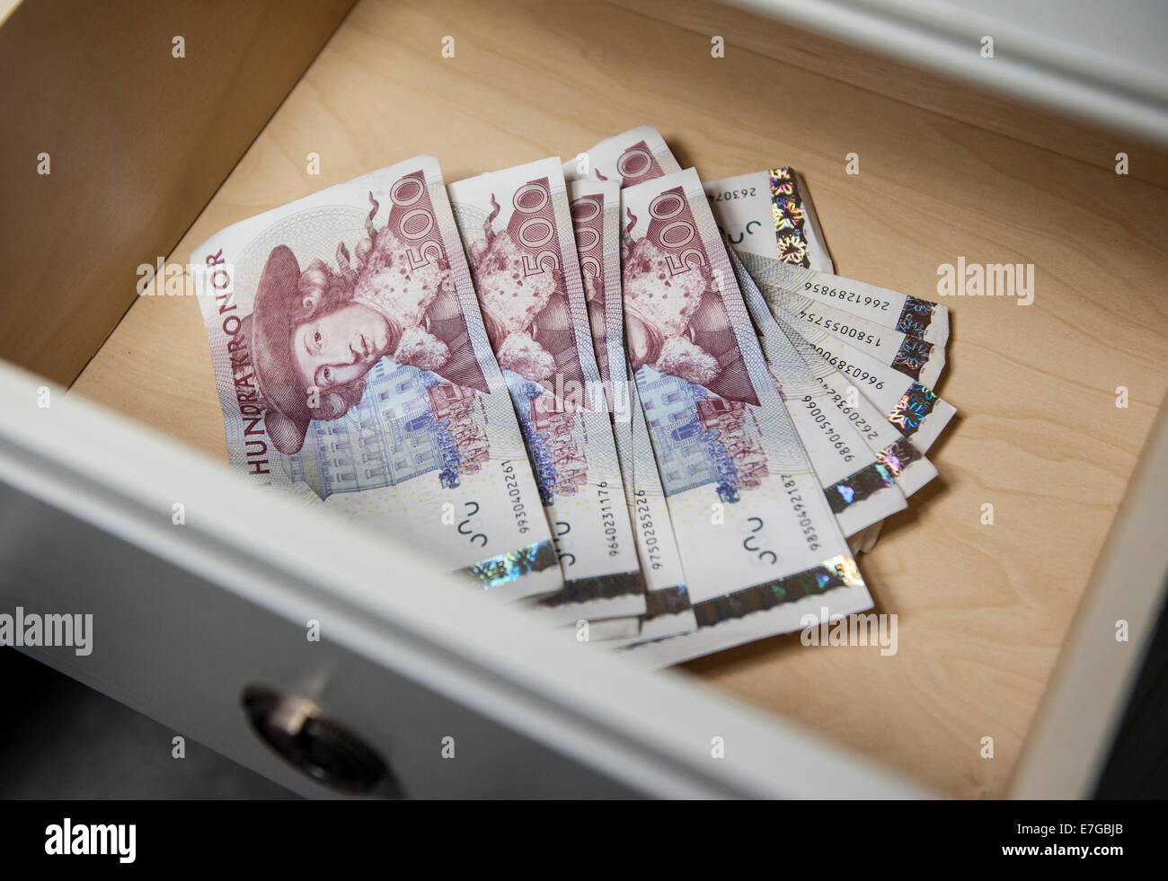 Swedish five hundred notes in a drawer Stock Photo - Alamy