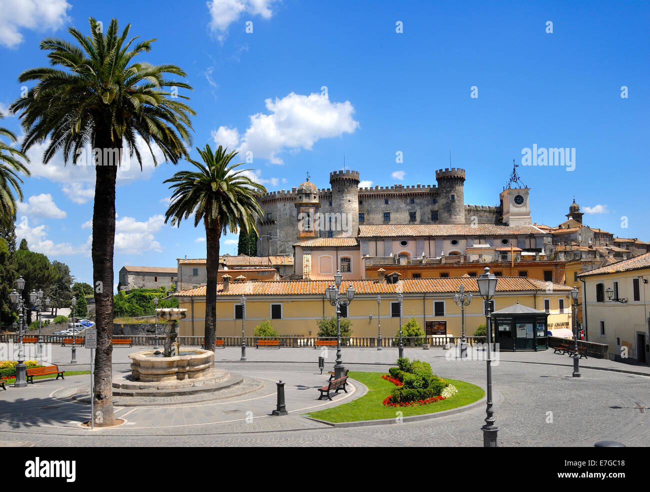 Bracciano, Lazio, Italy. Piazza IV Novembre and Castello Orsini ...