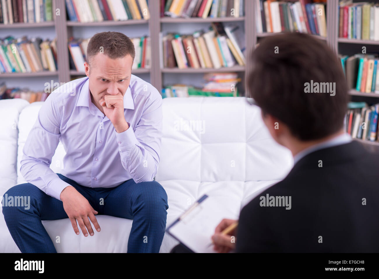 Depressed business man talking hi-res stock photography and images - Alamy