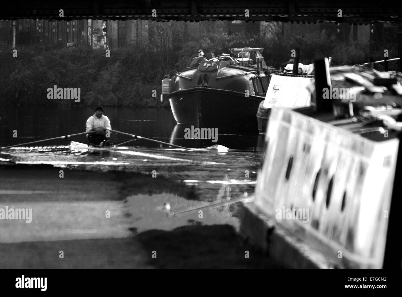 Boats on the Lee Navigation Canal Stock Photo - Alamy