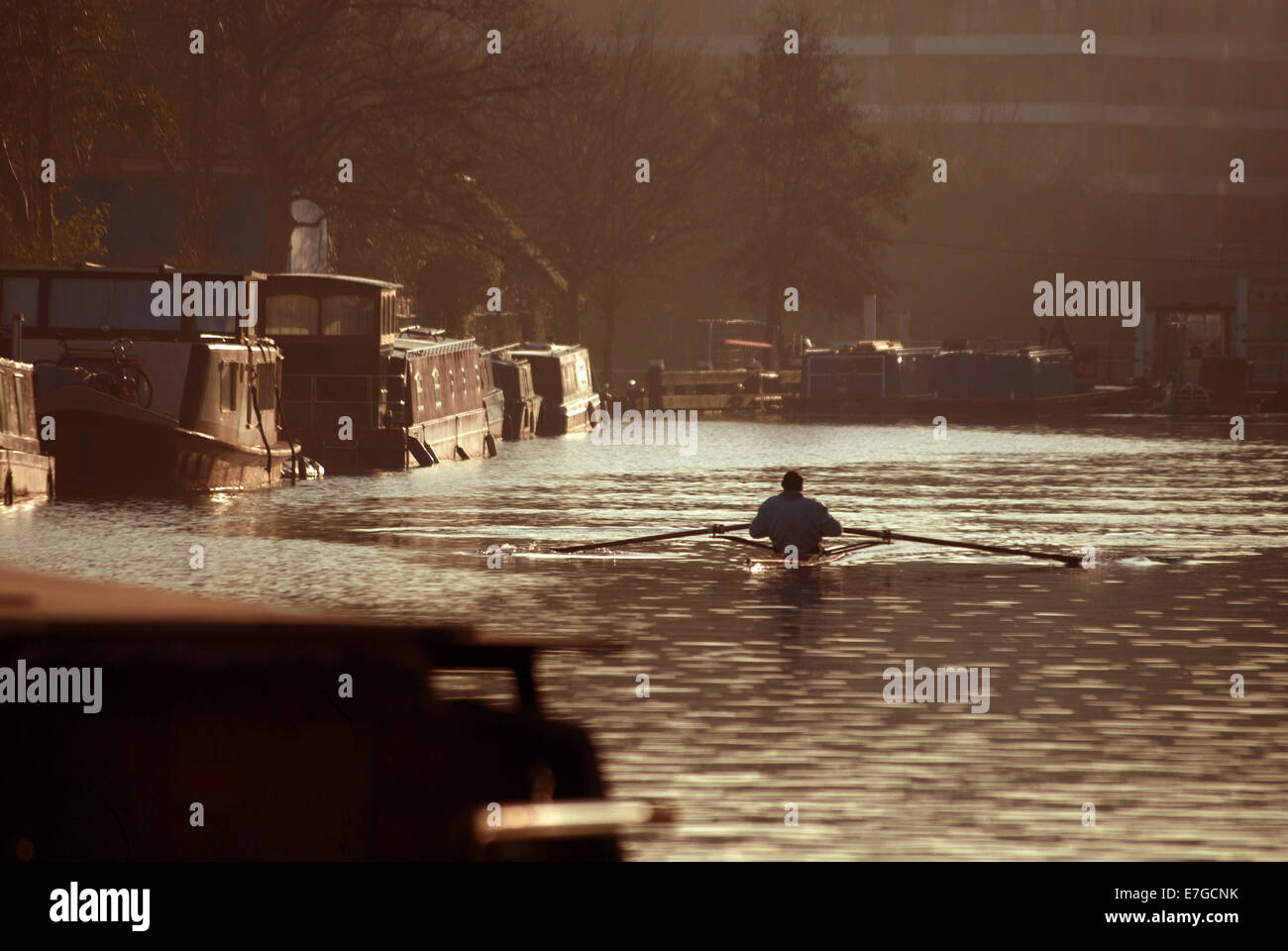 Boats on the Lee Navigation Canal Stock Photo - Alamy