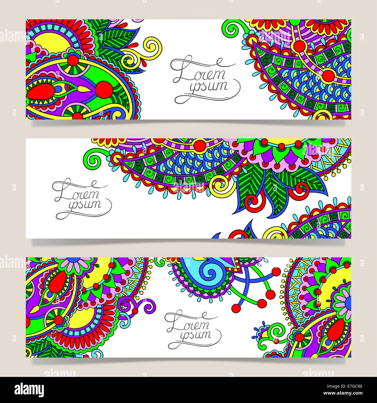 set of decorative flower template banner, card, web design with place ...