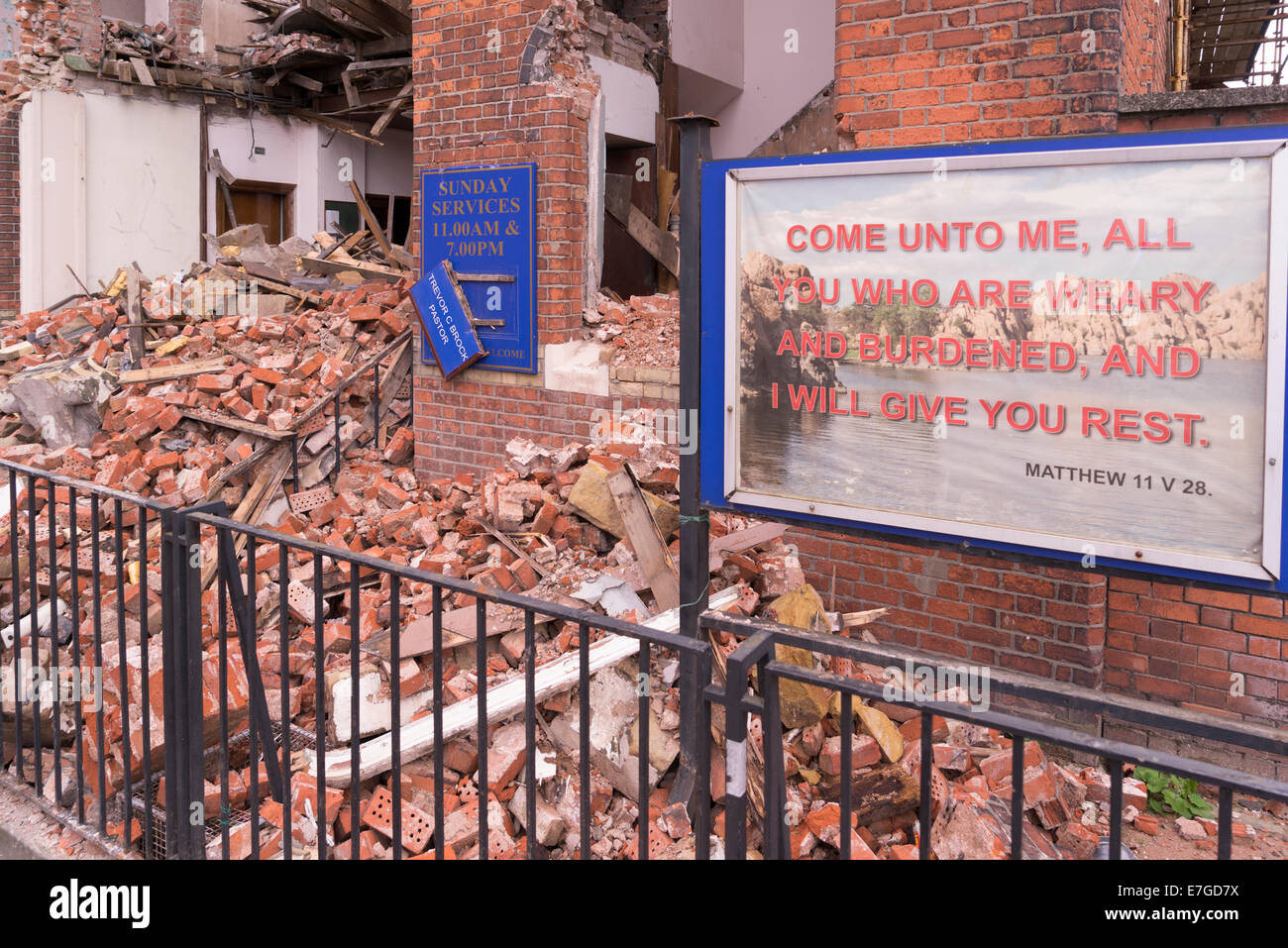 church being torn down in Belfast, 12.8.2014 Stock Photo - Alamy