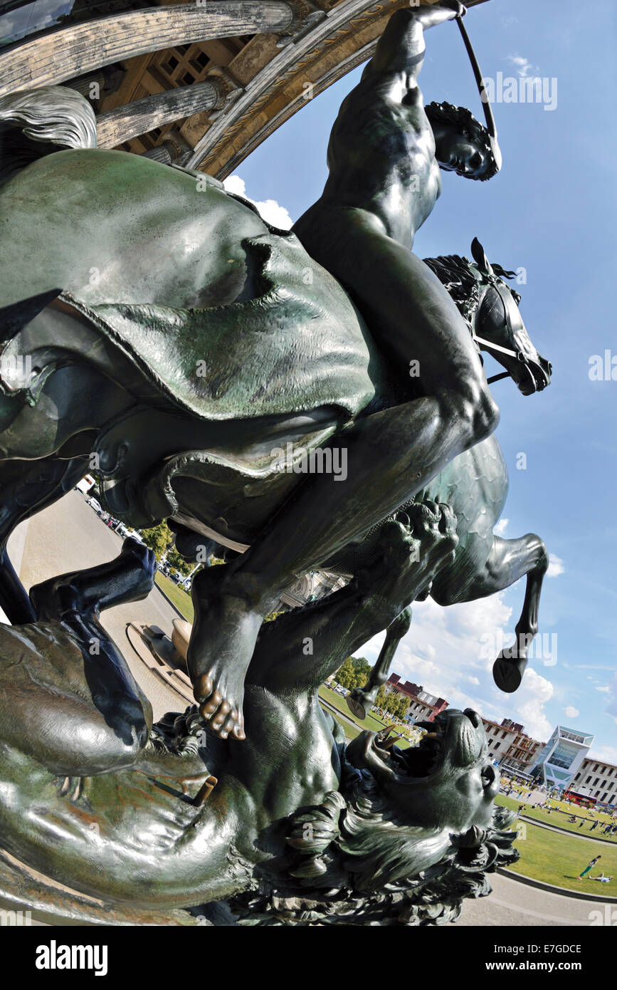 Germany, Berlin, Old Museum, lion fighter, statue, sculpture, bronze ...