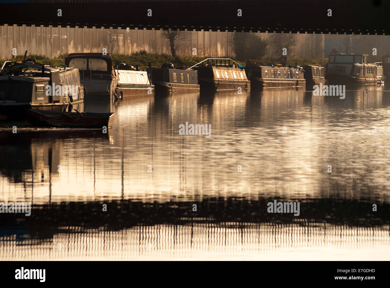 Boats on the Lee Navigation Canal Stock Photo - Alamy