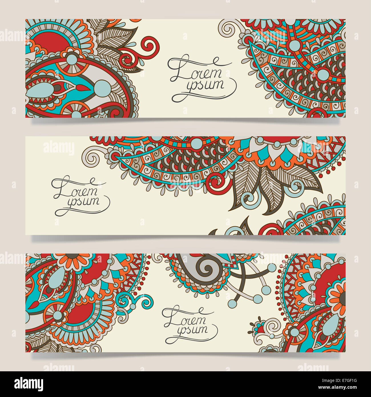 set of decorative flower template banner, card, web design with place ...