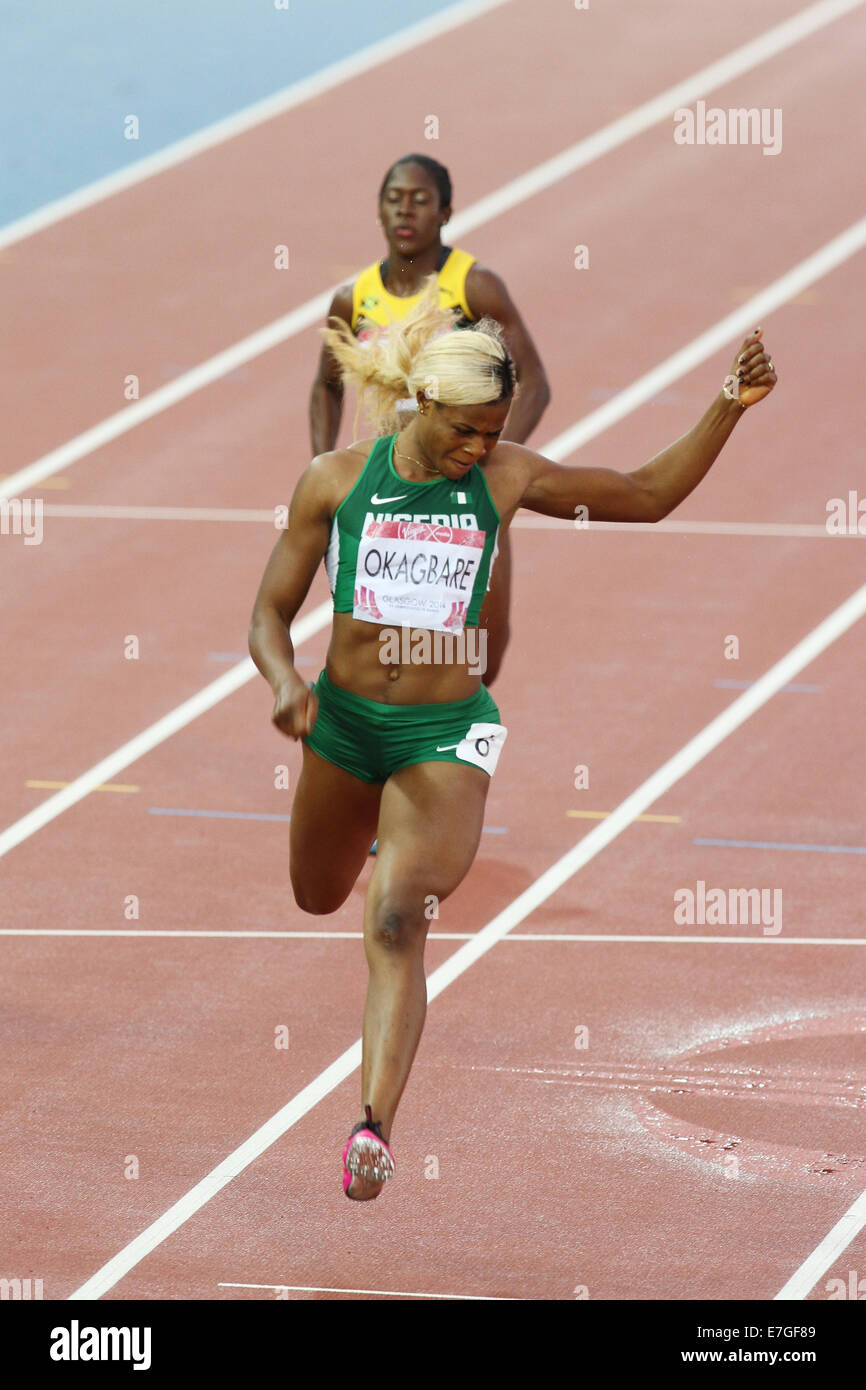 Blessing OKAGBARE of Nigeria wins the womens 200 metres final in the ...