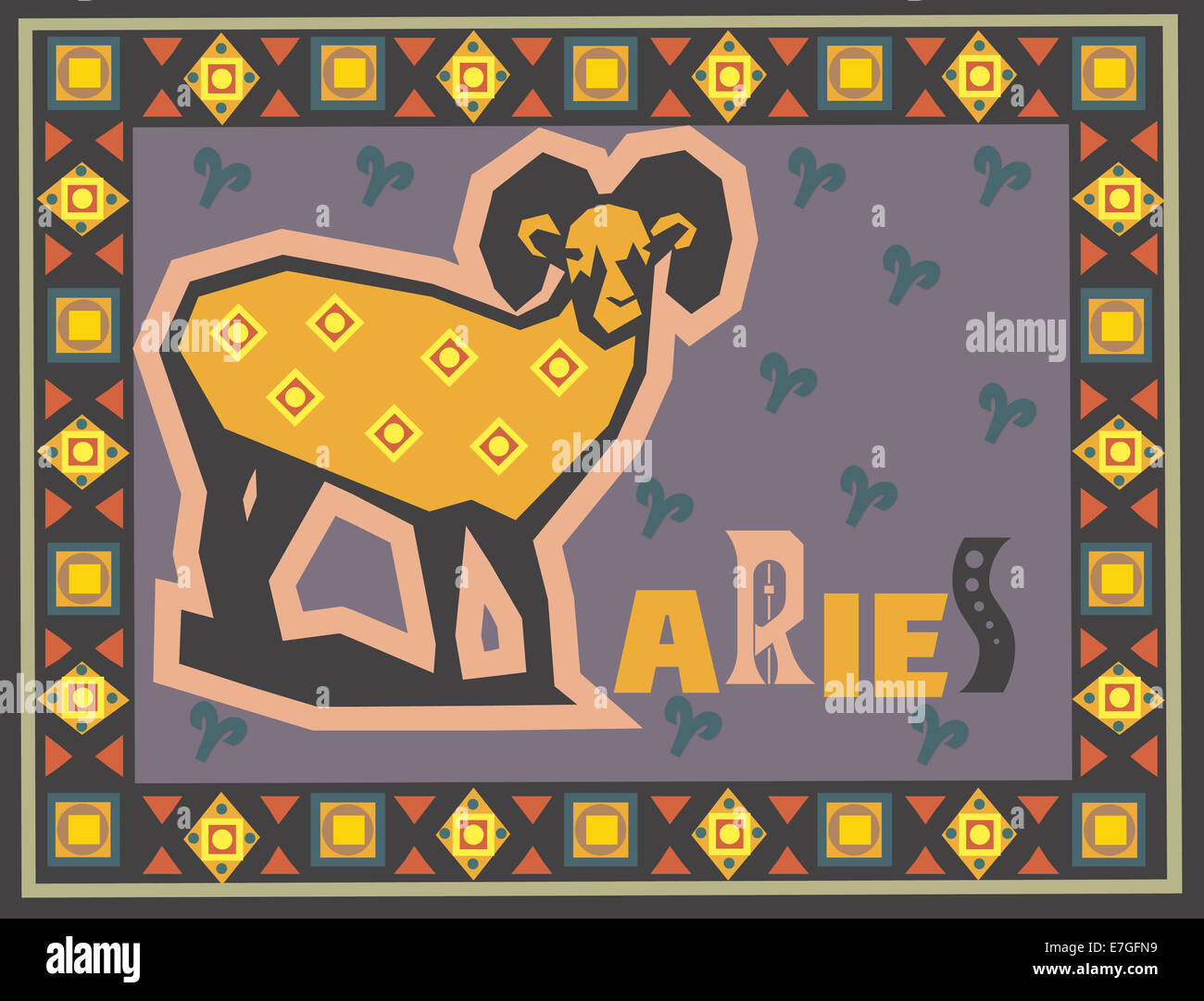 Horoscope Zodiac sign illustration with ornamental frame. Please find ...