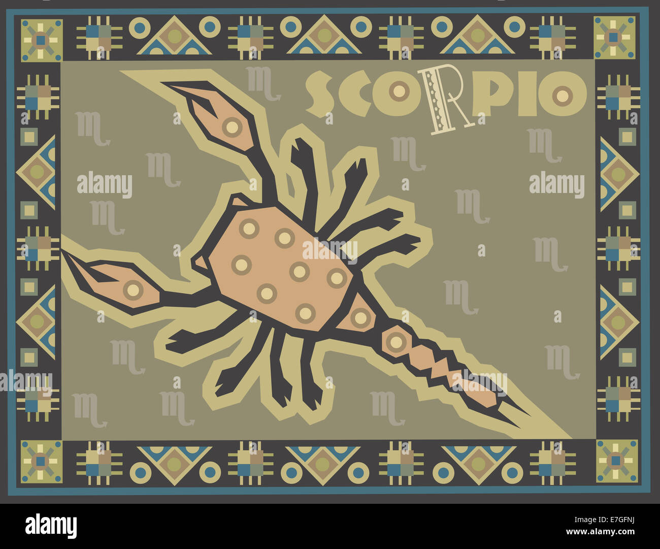 Horoscope Zodiac sign illustration with ornamental frame. Please find ...