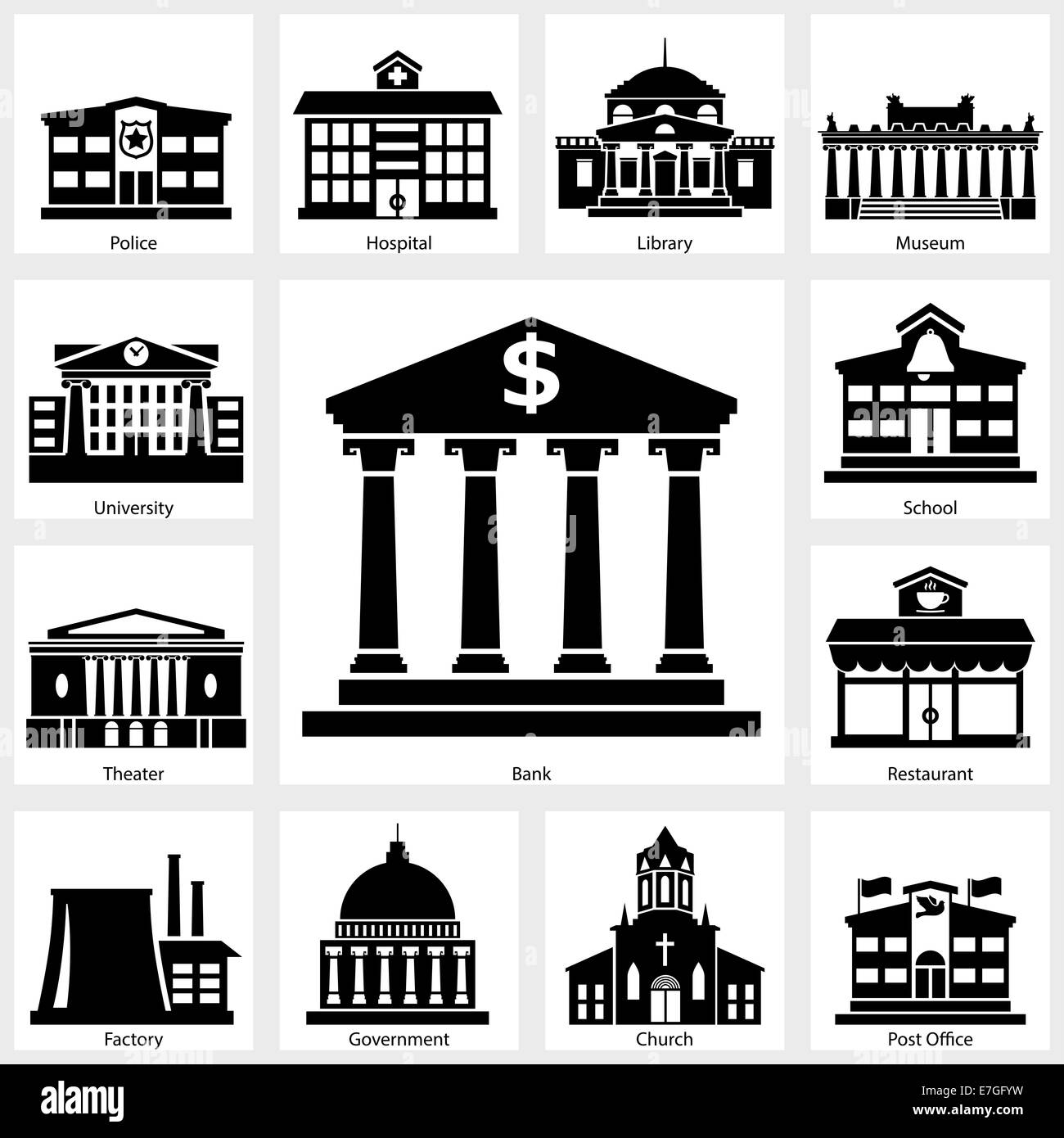 Building icons set Stock Photo - Alamy