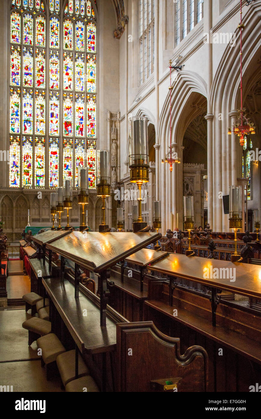 Choir riser section inside Bath Cathedral, Bath, Somerset, England ...