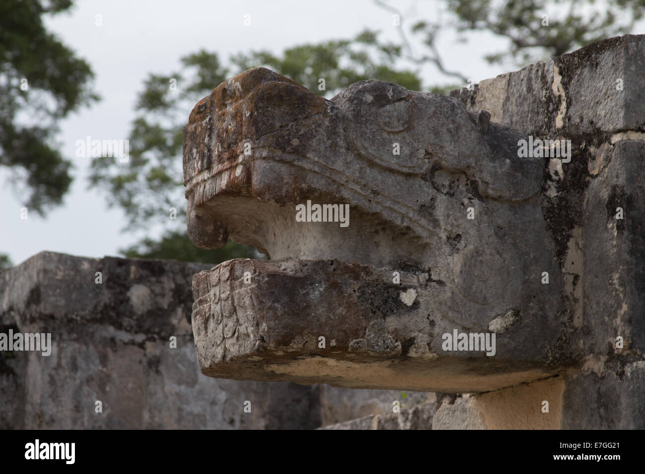 Jaguar Knights carved in stone at Chichen Itza, Mexico Stock Photo - Alamy