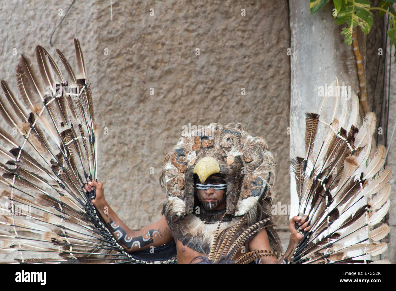Actor at Chichen Itza, wearing a bird man costume Stock Photo - Alamy