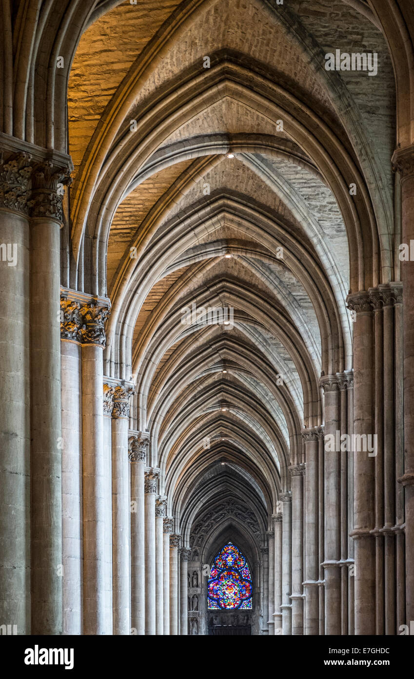 side aisle transept Notre-Dame Cathedral of Reims france Stock Photo ...