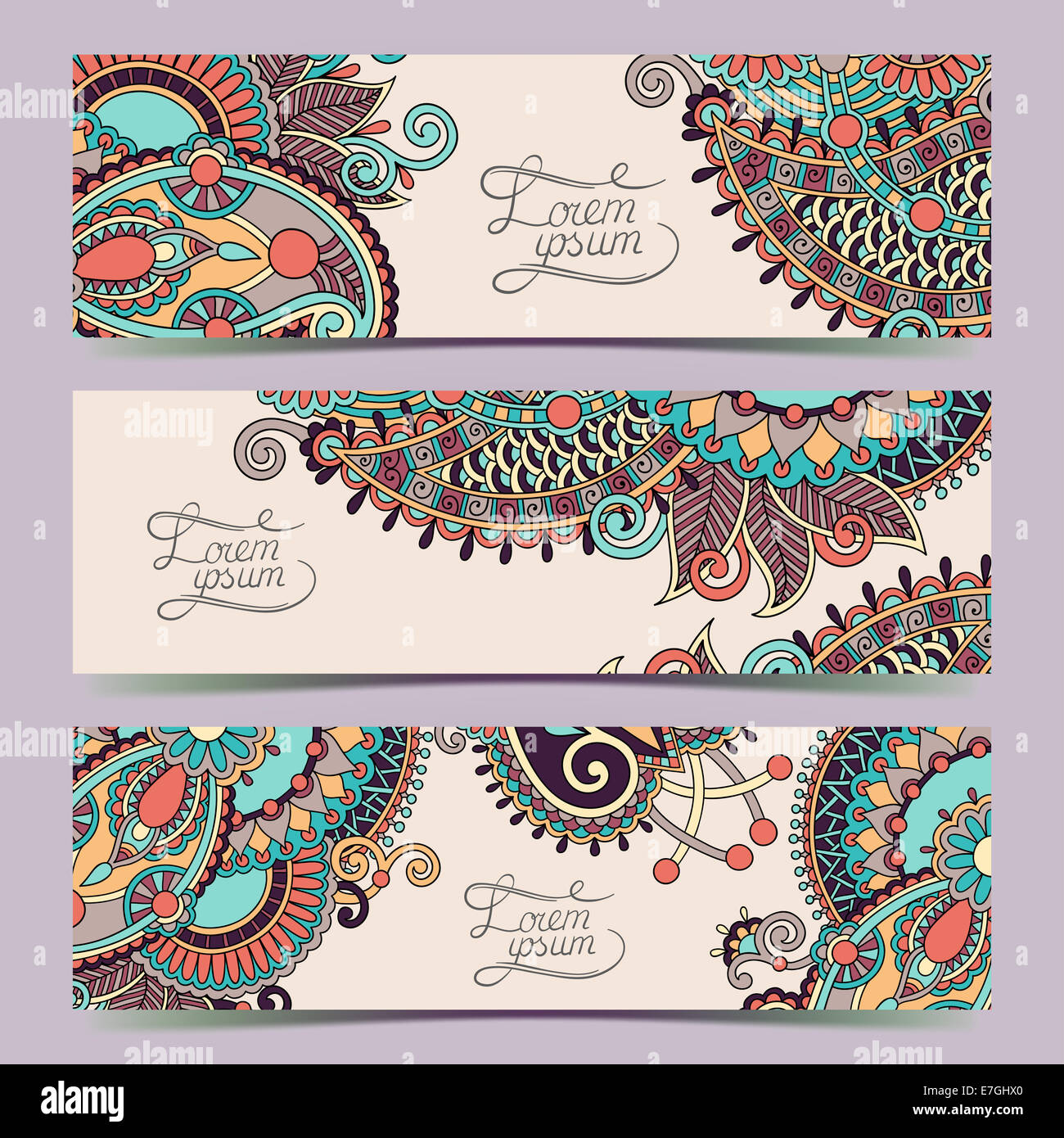 set of decorative flower template banner, card, web design with place ...