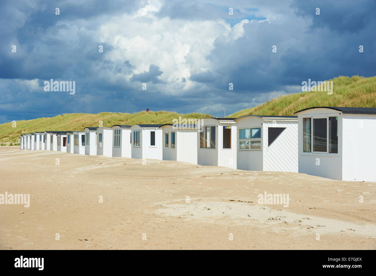 Bathing cabins on the beach of Løkken, Denmark Stock Photo - Alamy