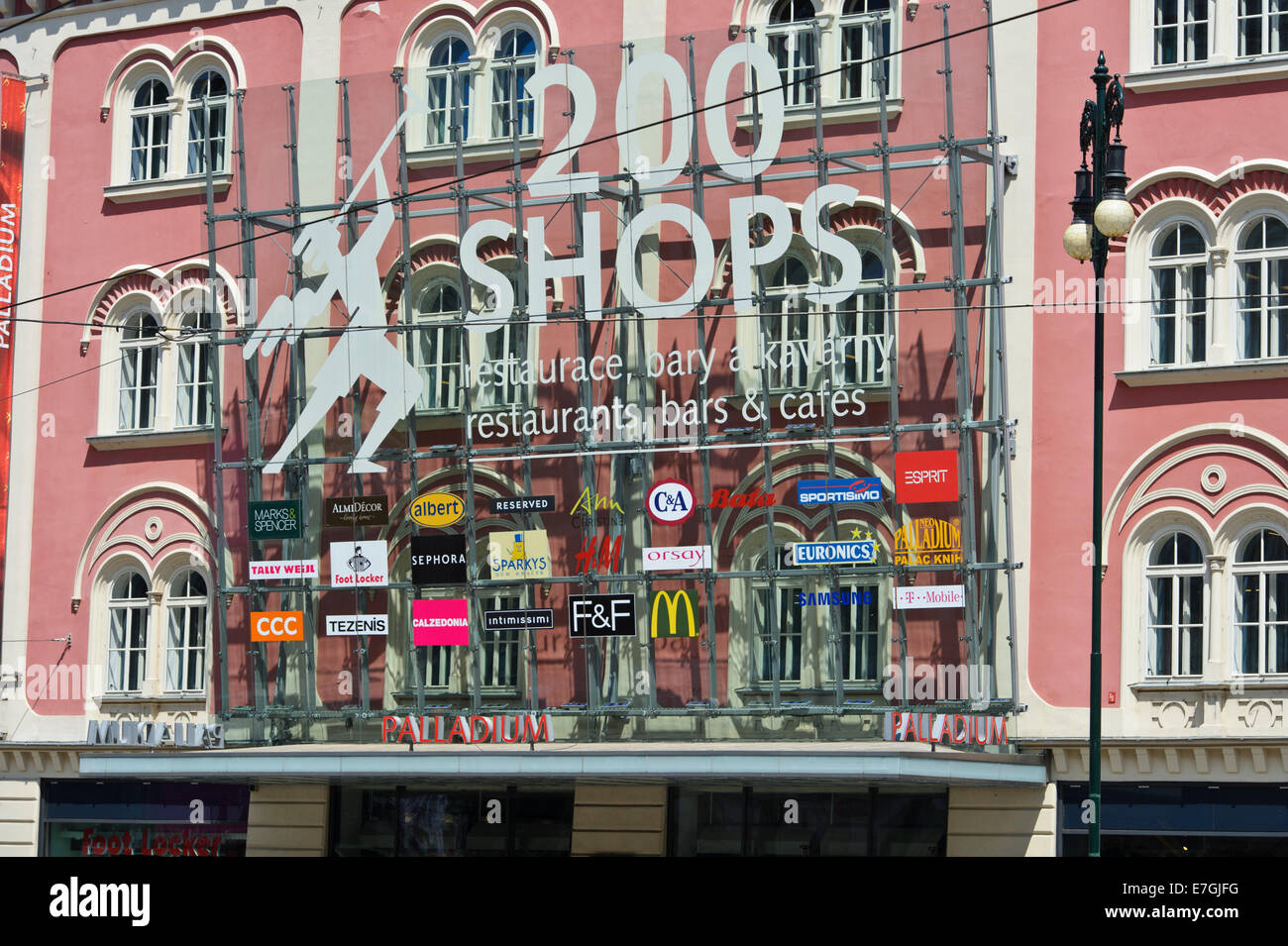 The exterior of one of shopping malls in City of Prague, Czech Republic ...