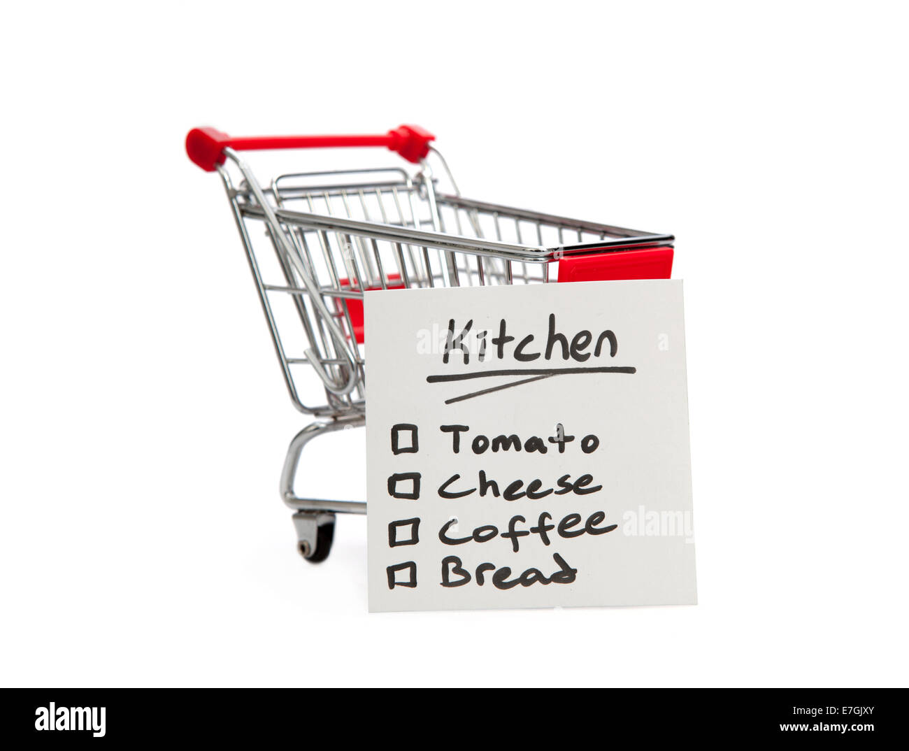 Shopping Cart and List on the white background Stock Photo - Alamy