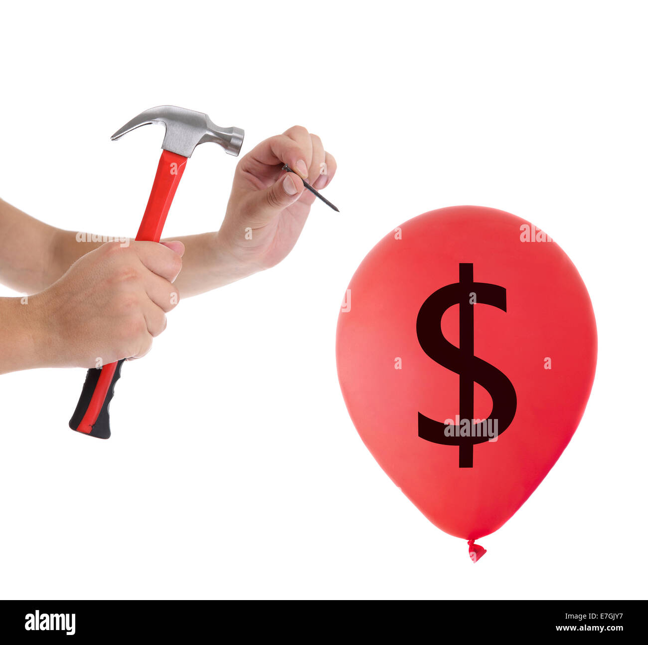 Bursting the financial bubble on the white background Stock Photo - Alamy