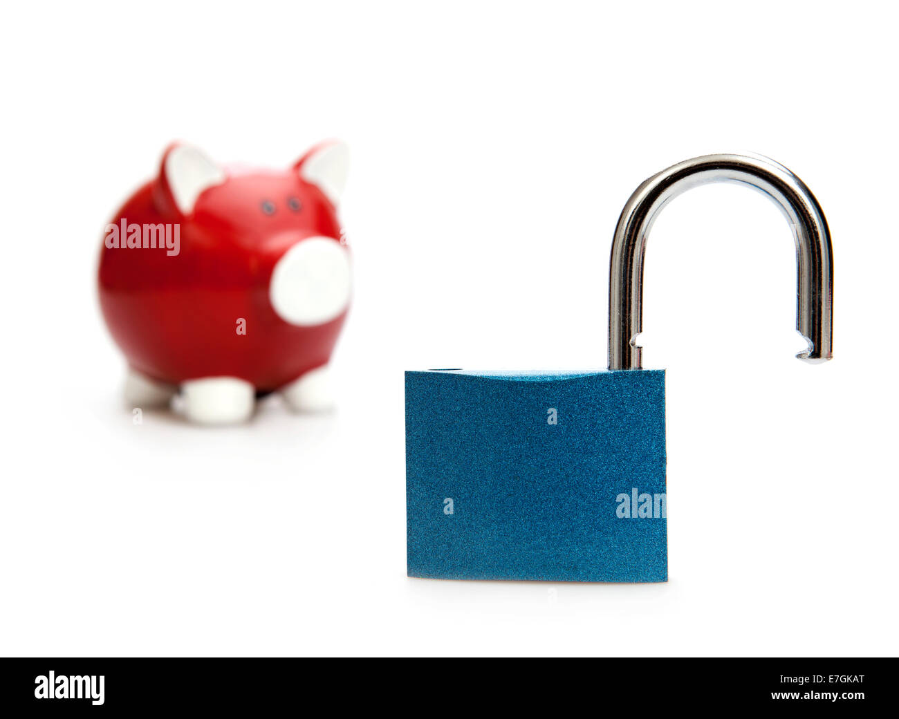 Safe saving. Piggy bank with padlock on the white background Stock ...