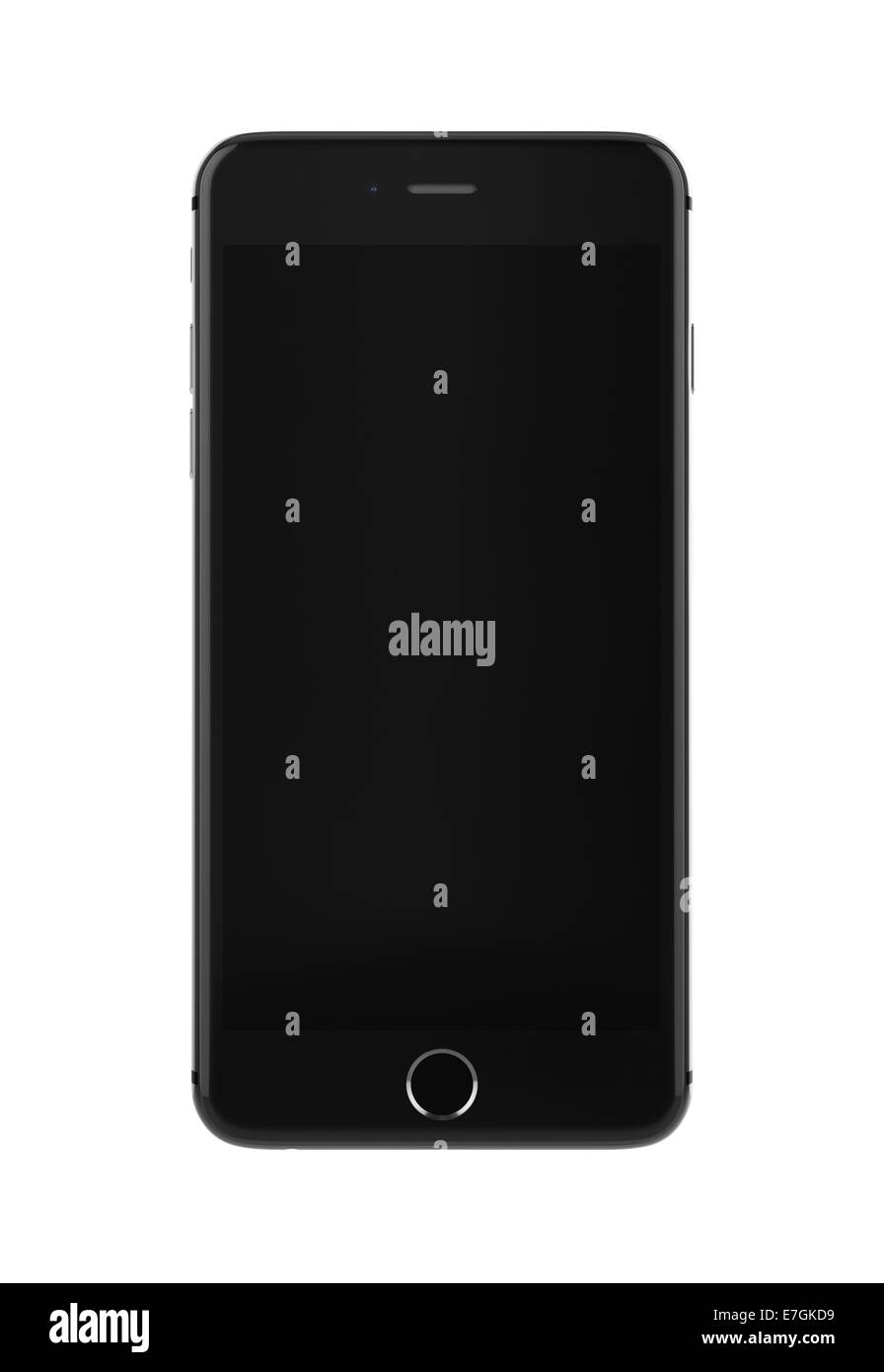 3d render of black mobile smartphone isolated on white background Stock ...