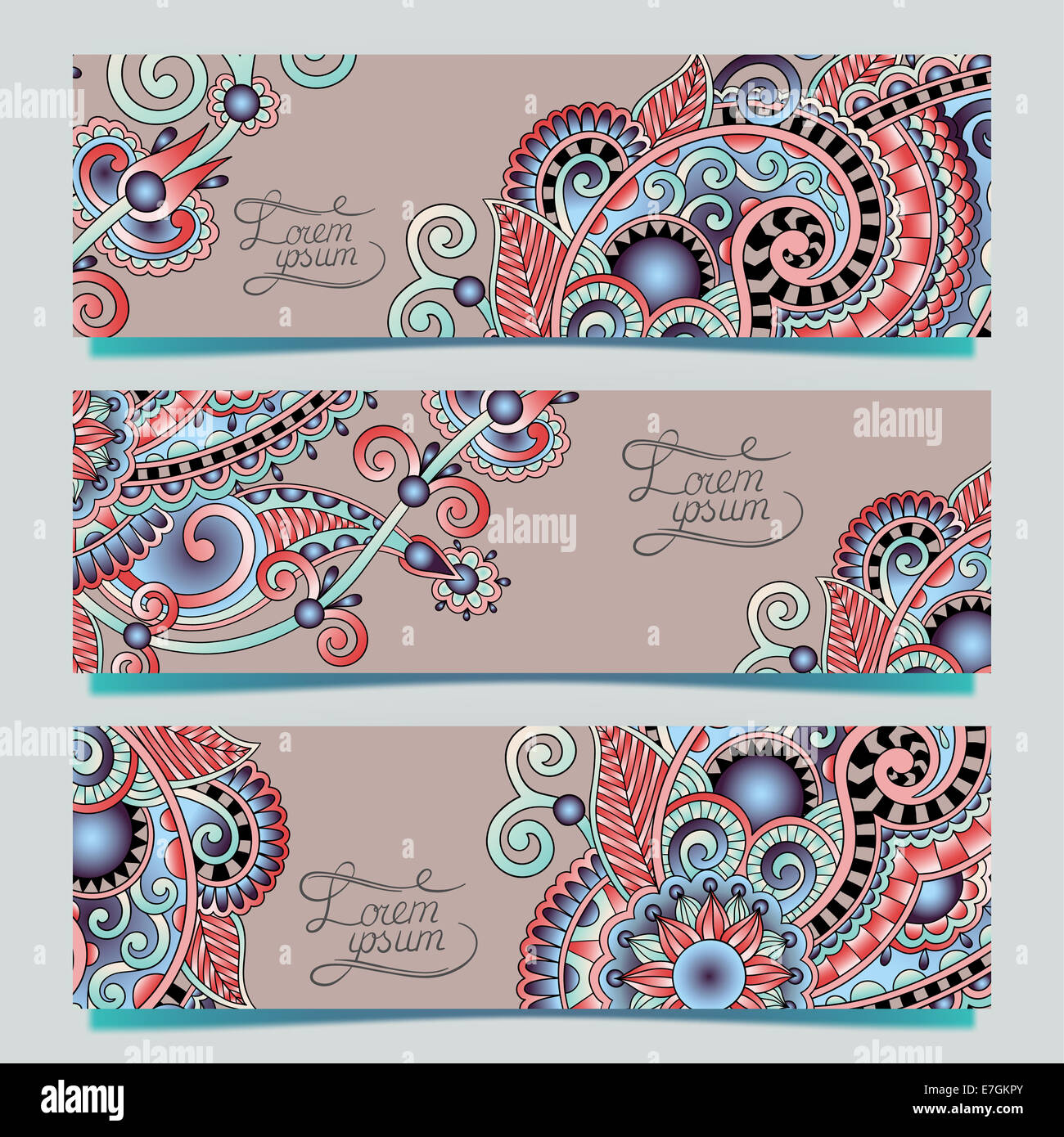 set of decorative flower template banner, card, web design with place ...