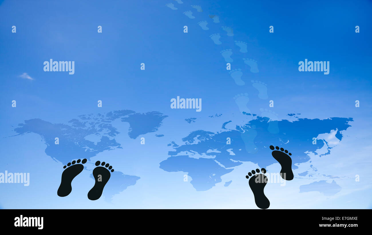 foot prints around the earth for adv or others purpose use Stock Photo ...