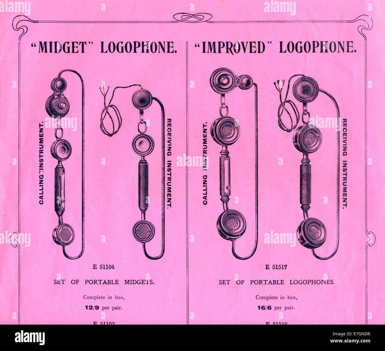 Advertisement for the "Improved Logophone", the cheapest telephone ...