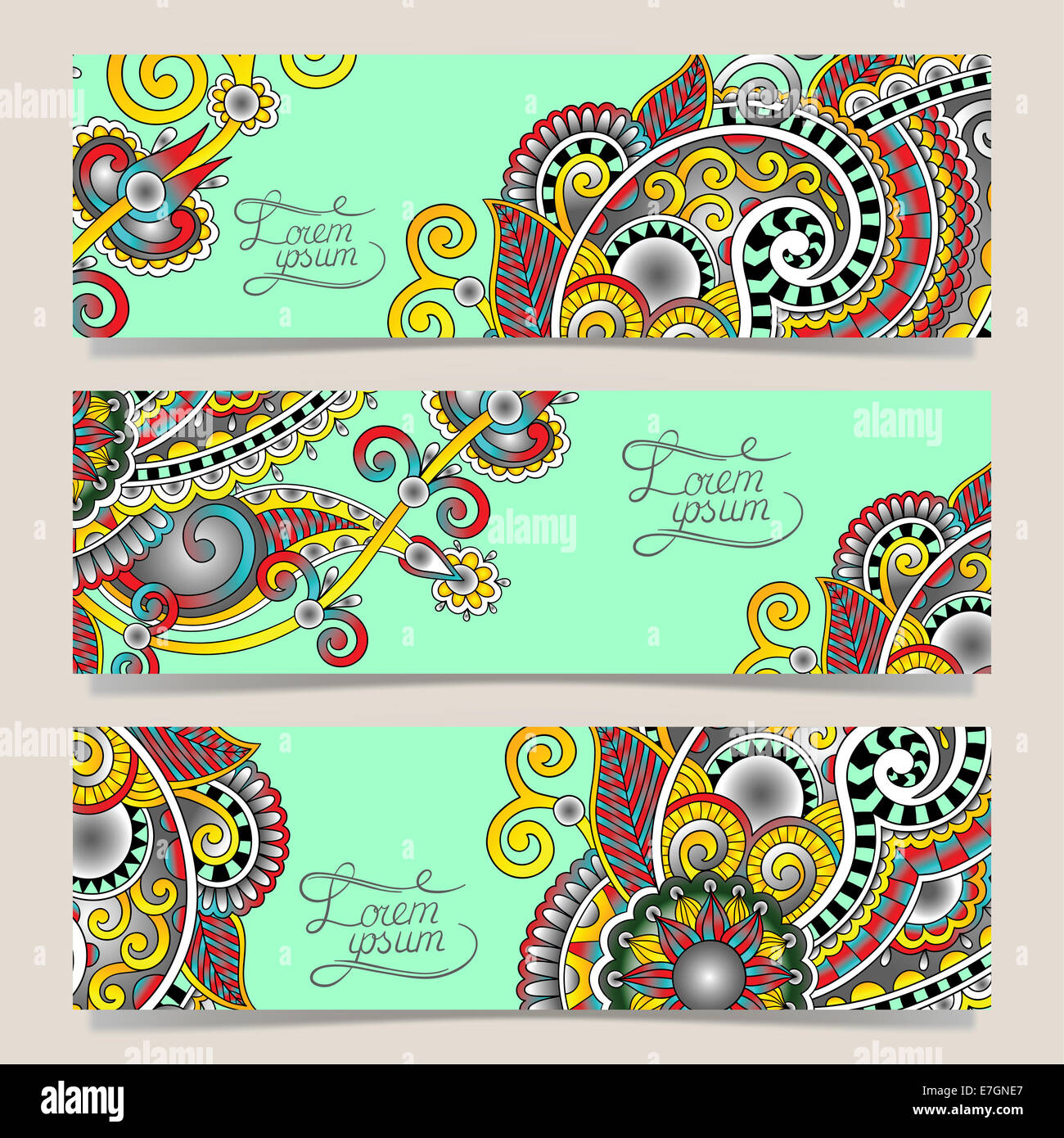 set of decorative flower template banner, card, web design with place ...