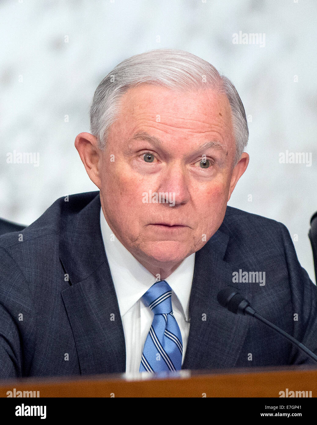 United States Senator Jeff Sessions (Republican of Alabama) asks ...