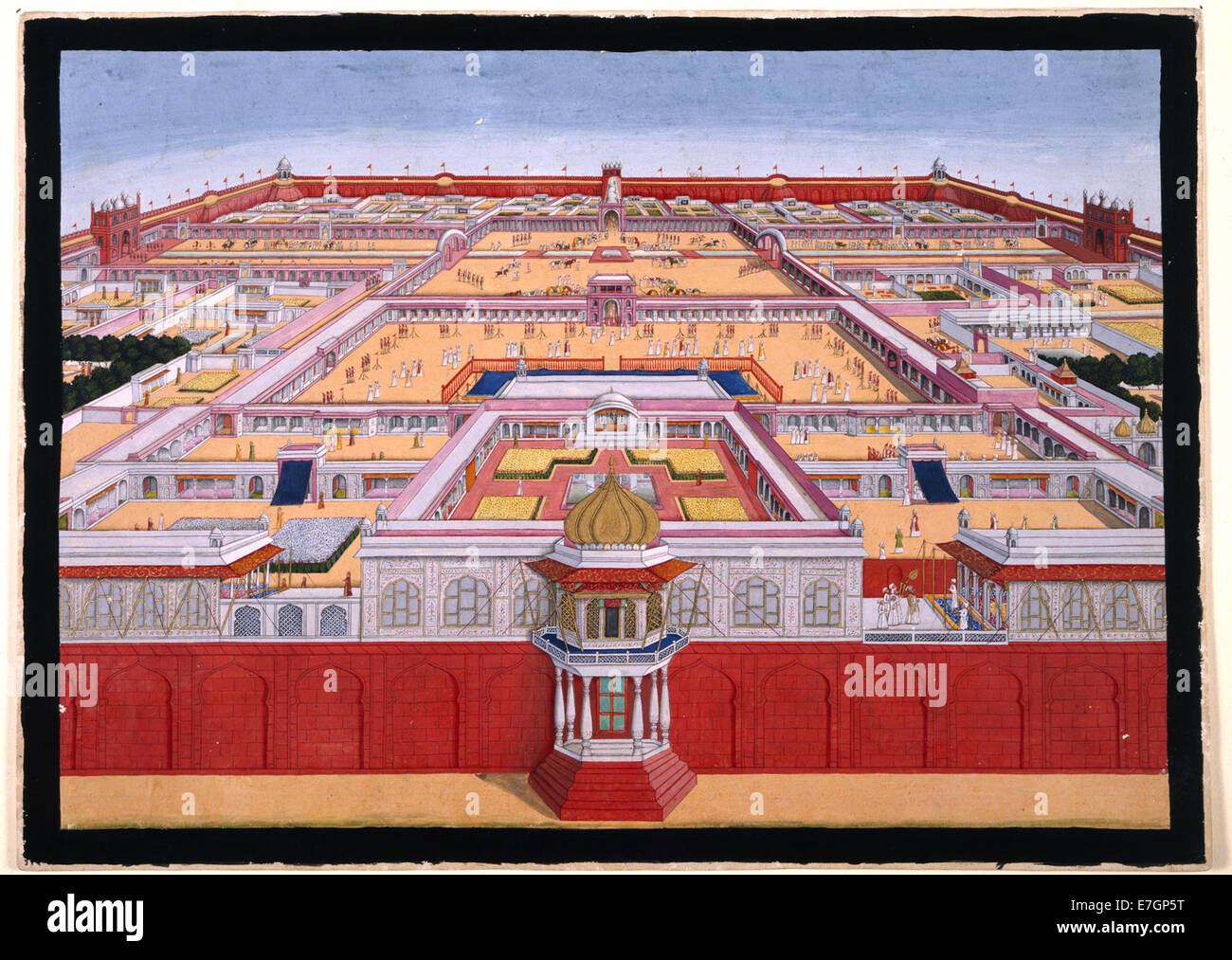 A bird’s-eye view from the 1780s-1790s of the Red Fort in Delhi, India ...