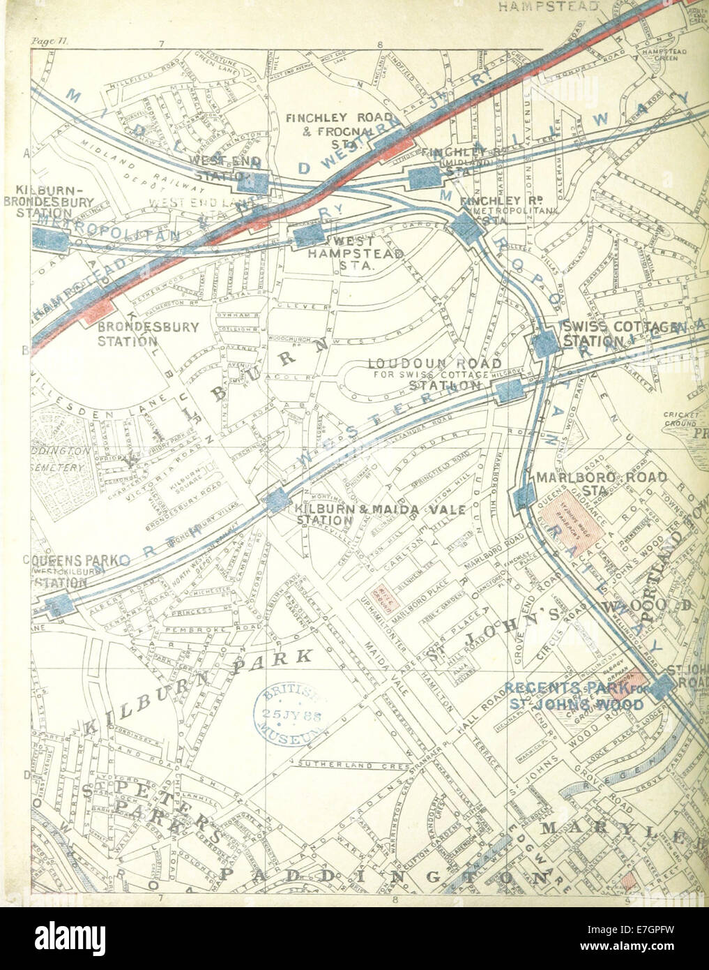A map of London from the 1888 publication 'District,' showing detailed ...