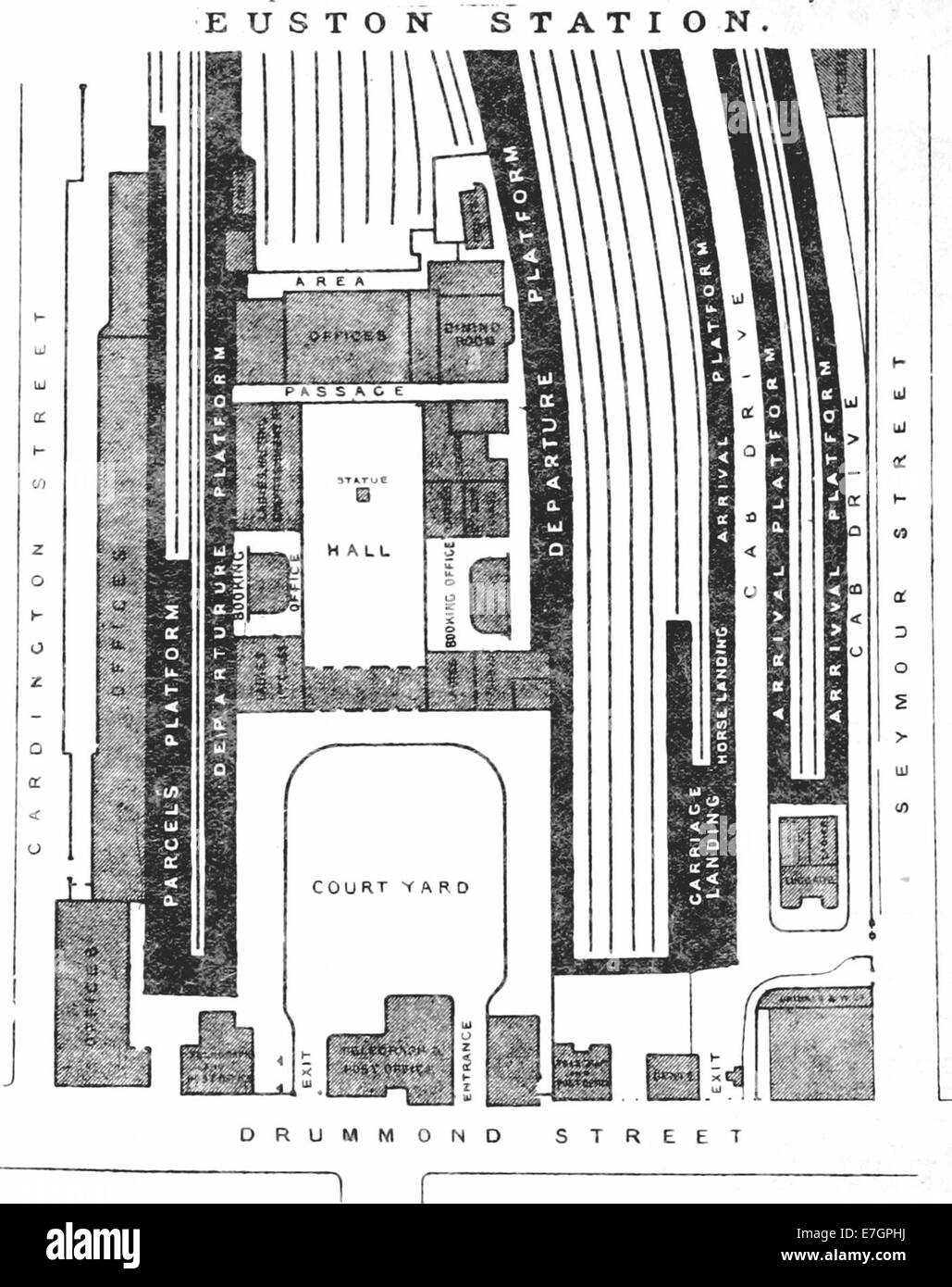 Illustration from 1888 showing the architectural plan for Euston ...