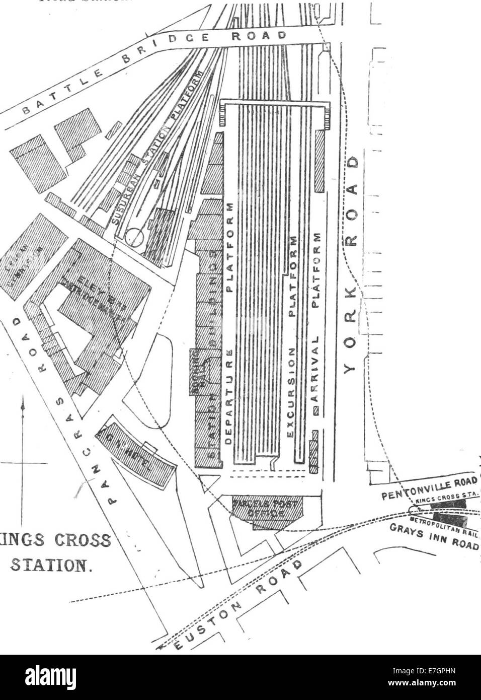 A detailed plan of King's Cross Station from page 138 of the 1888 ...