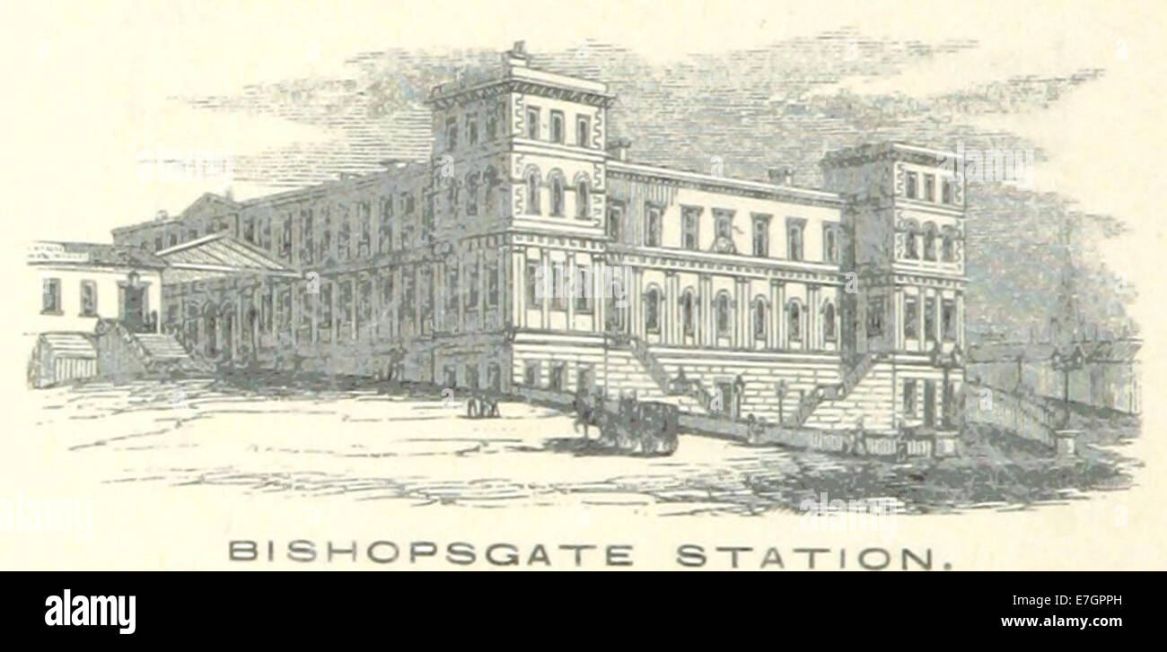 An illustration from ECR (1851) showing Bishopsgate Station in London ...