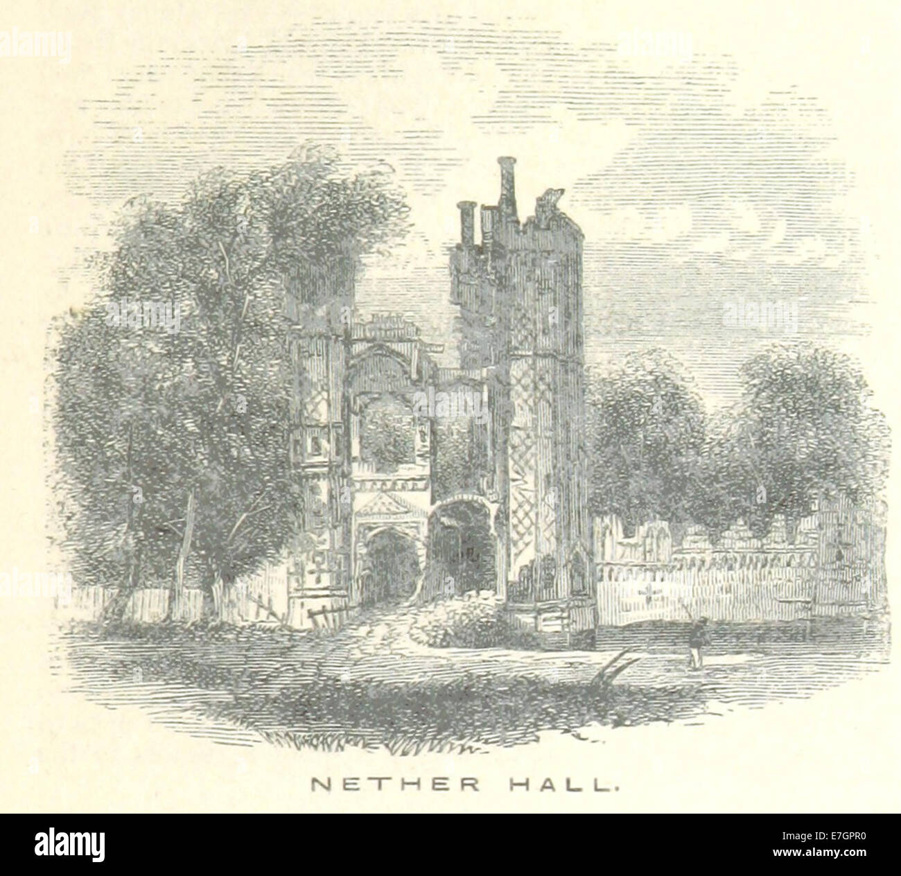 Illustration from 'ECR' (1851) showing Nether Hall, a historical ...