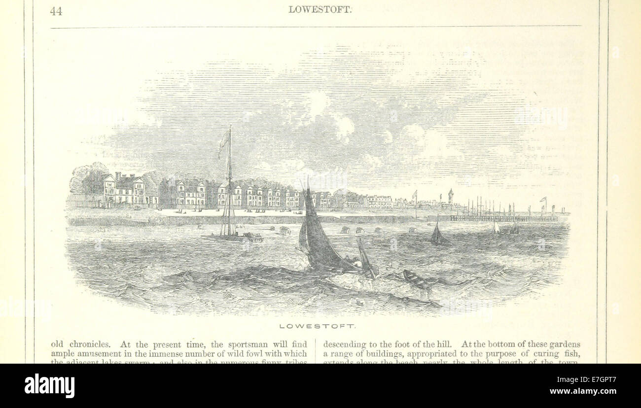 Illustration from 'ECR' (1851) depicting Lowestoft, showing the town's ...