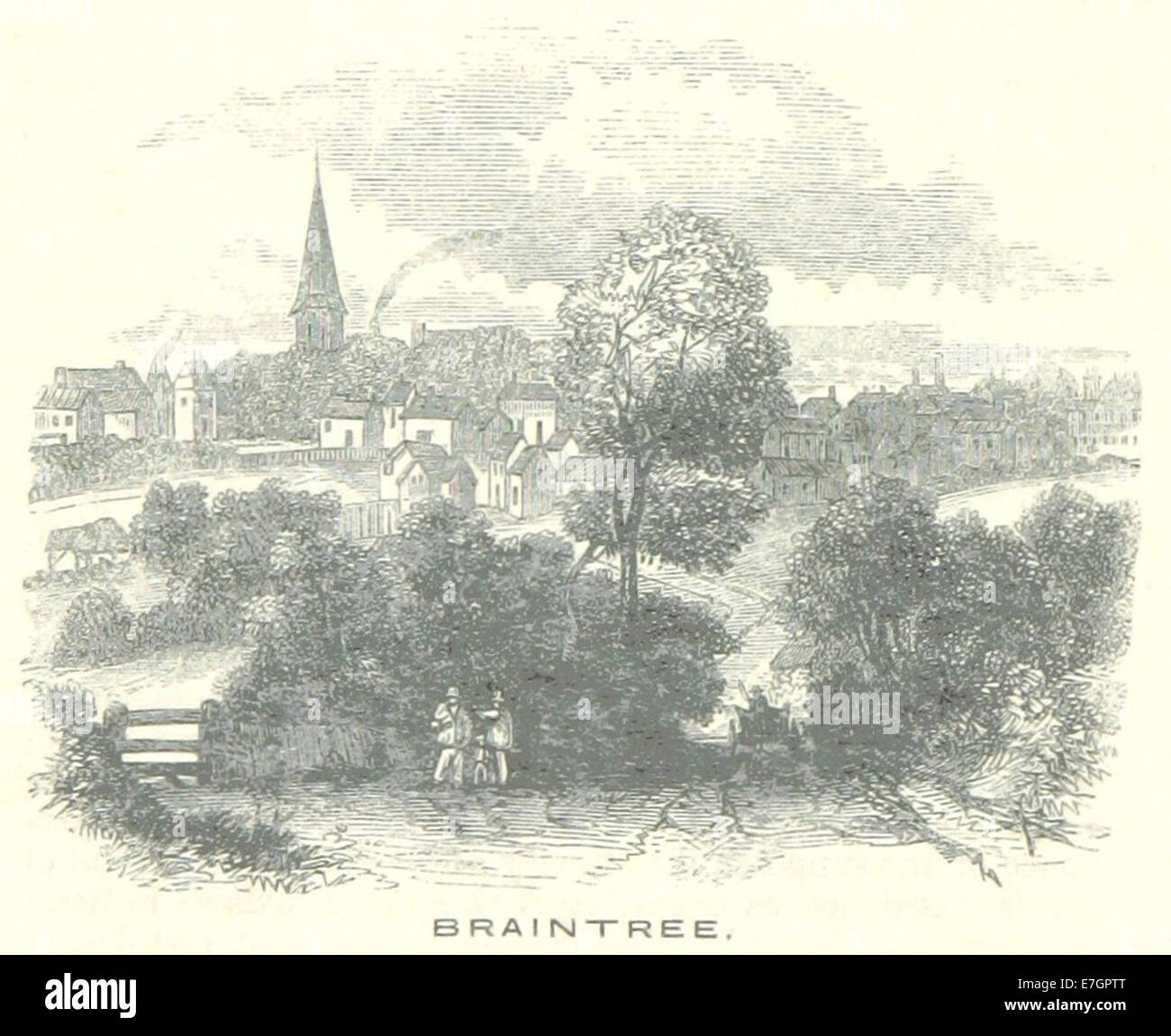 An illustration from ECR (1851) depicting Braintree, Essex. The image ...