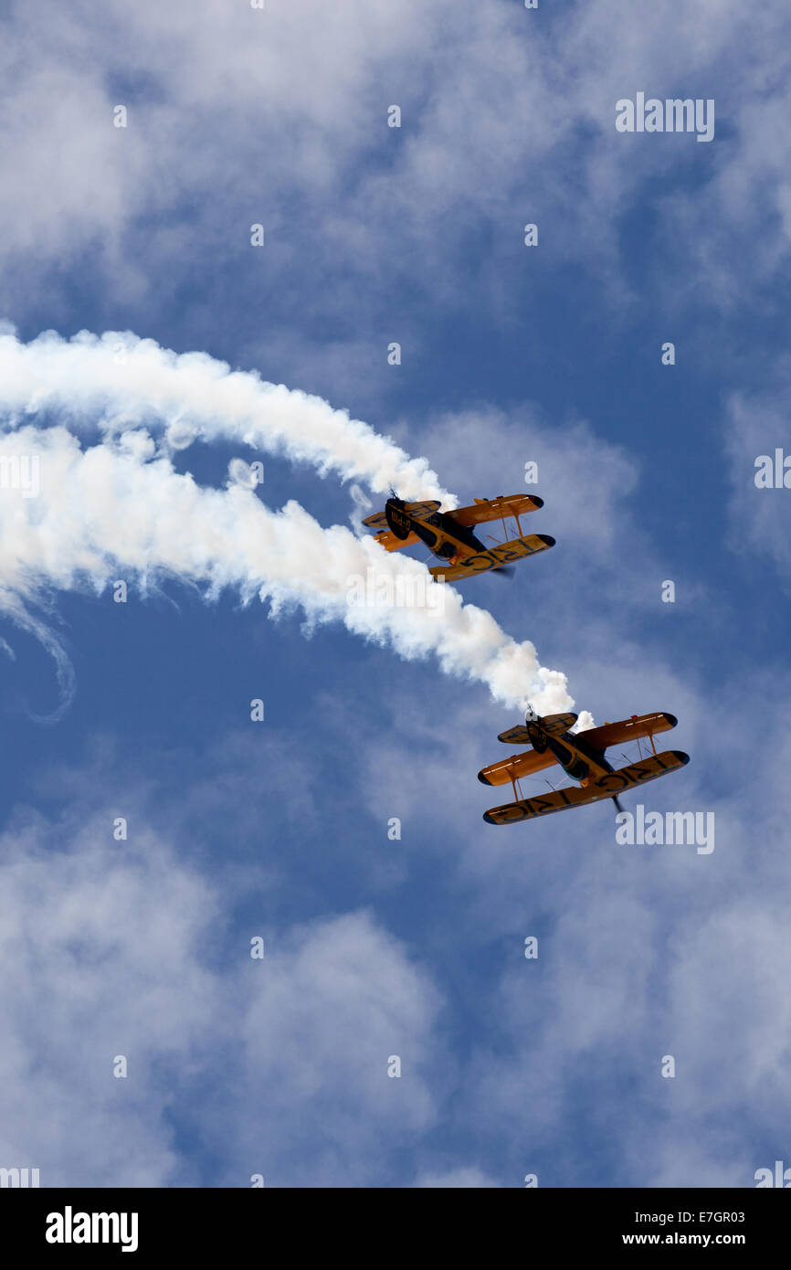 Two aerobatic Pitts aircraft at Shoreham airshow in 2014 Stock Photo ...