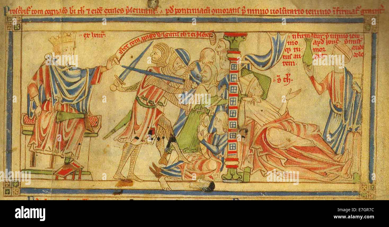 An illustration from the 1220-1240 period, showing King Henry's exile ...