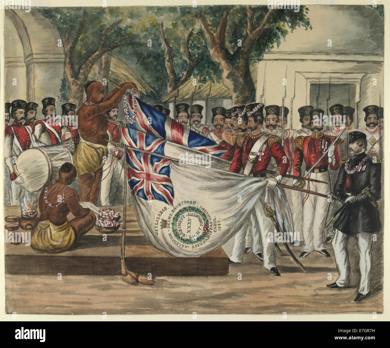 An illustration from the '35th Bengal Light Infantry' showing a Hindu ...