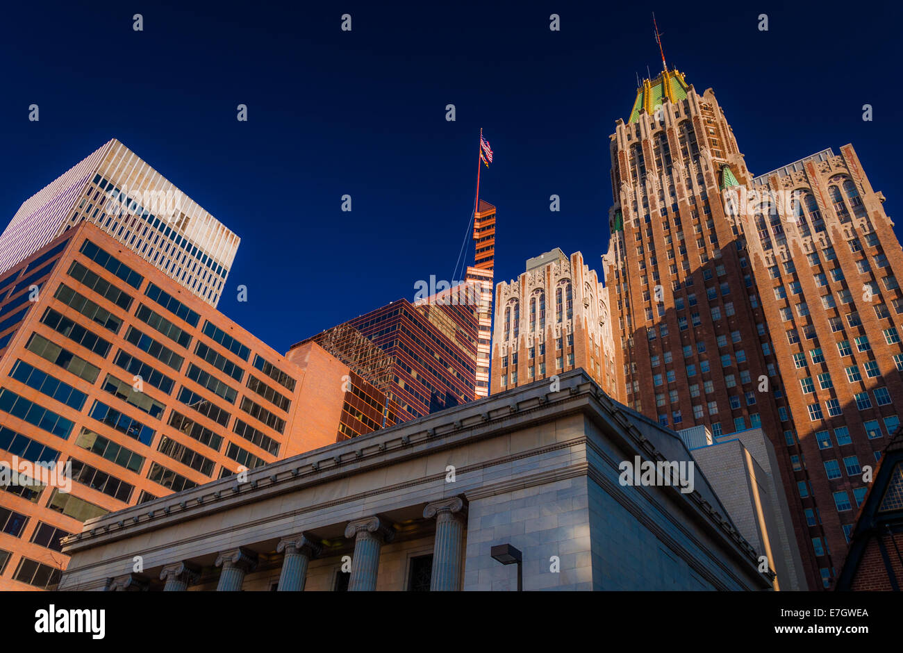Looking up at office buildings in Baltimore, Maryland Stock Photo - Alamy