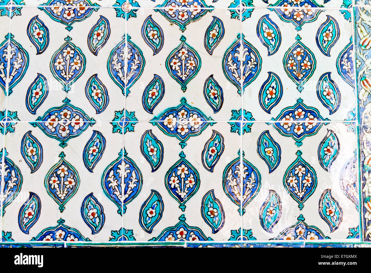 Handmade Blue Tiles from Topkapi Palace Stock Photo - Alamy