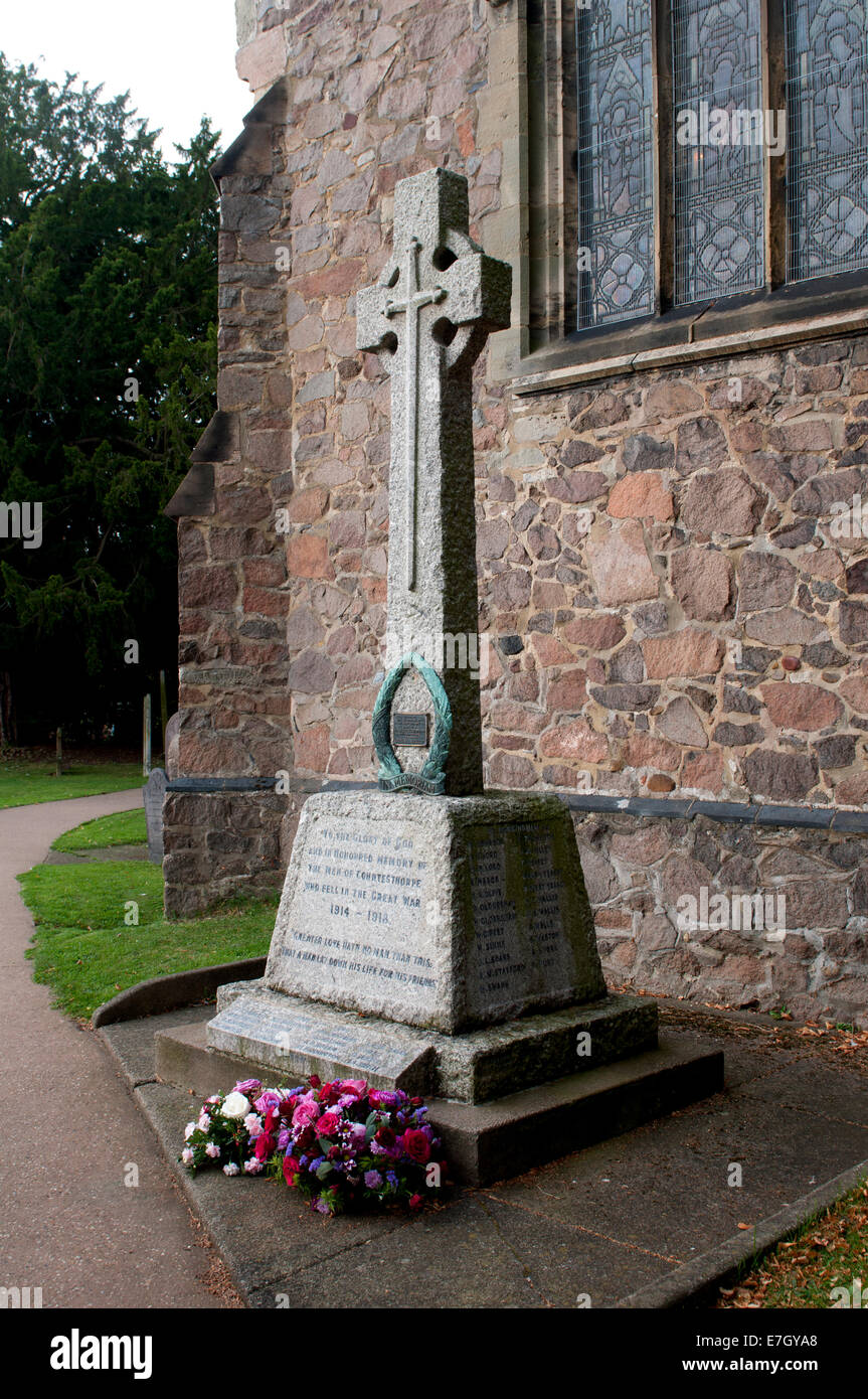 War memorial in St. Andrew`s churchyard, Countesthorpe, Leicestershire ...