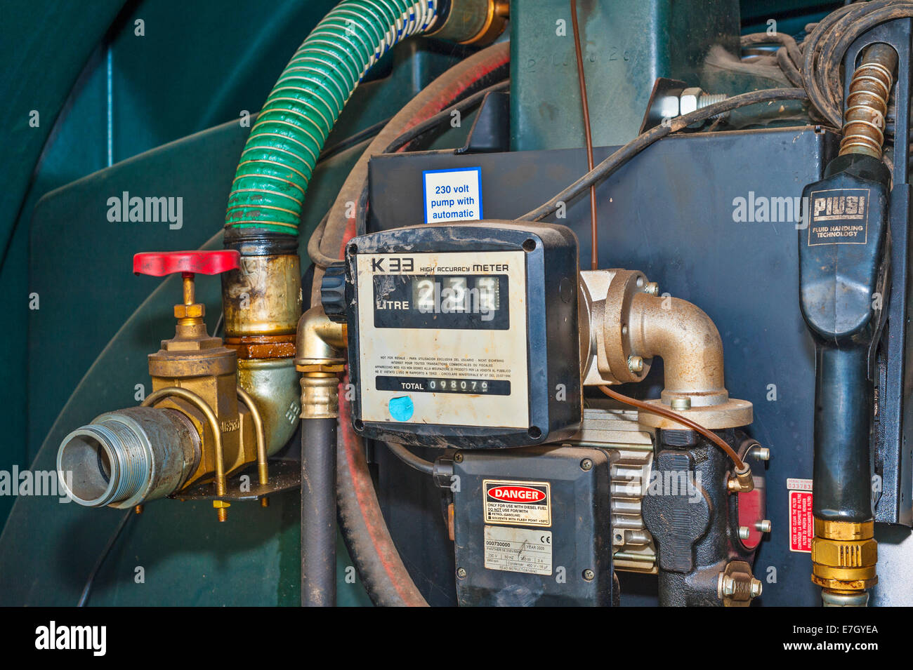Detail of the metering system of a farm fuel pump, of supplying diesel ...