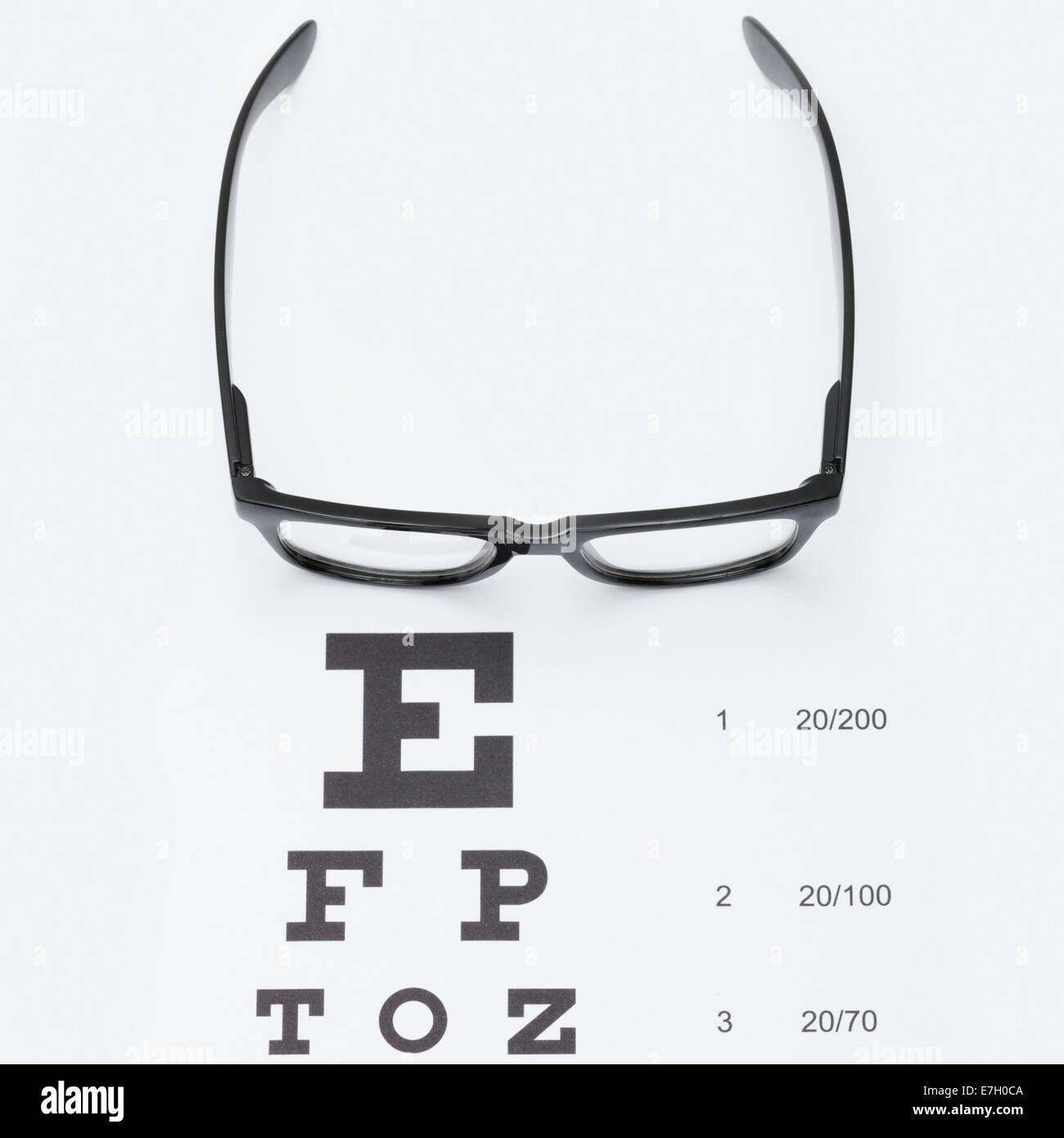 Eyesight test chart with glasses over it - studio shot - 1 to 1 ratio ...