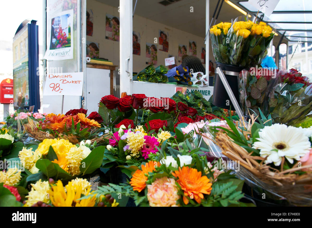 Flower market in the inner city of Viborg, Denmark Stock Photo - Alamy