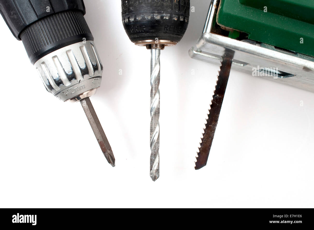 Electric hand tools together, drilling, screwing and jig saw Stock ...