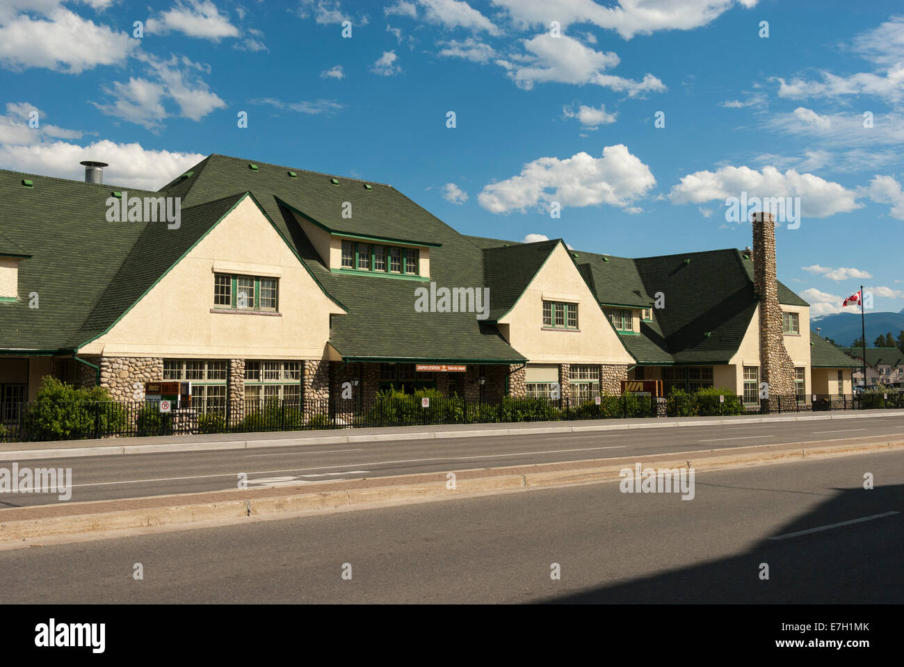 Elk203-7016 Canada, Alberta, Jasper National Park, Jasper town, train ...