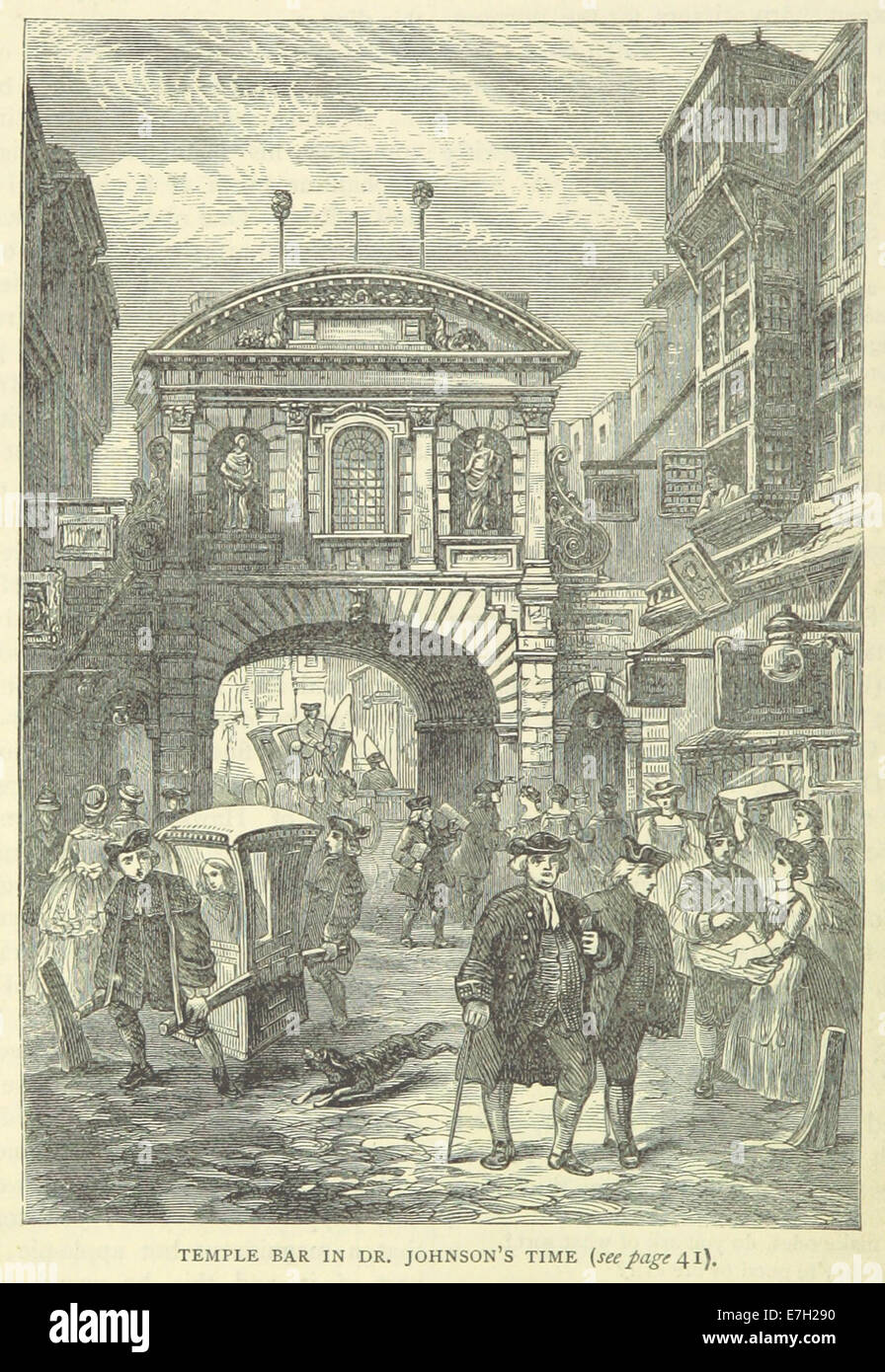 Illustration from 'Old and New London' (1887) depicting Temple Bar in ...